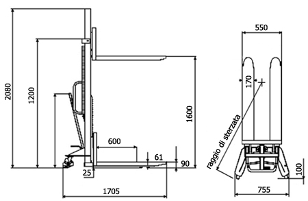 Carrello elevatore idraulico LTF portata 1t GHHW1000 [LTF6151016]